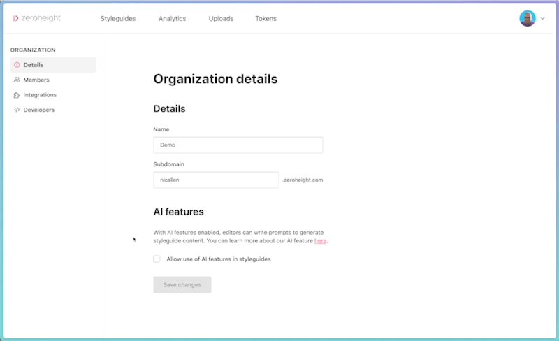 Enabling AI-powered features in zeroheight – zeroheight